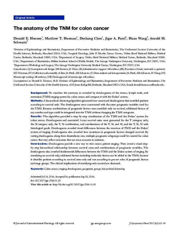 (PDF) The anatomy of the TNM for colon cancer