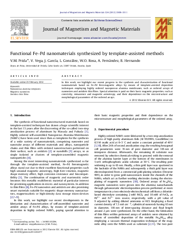 (PDF) Functional Fe–Pd nanomaterials synthesized by template-assisted ...