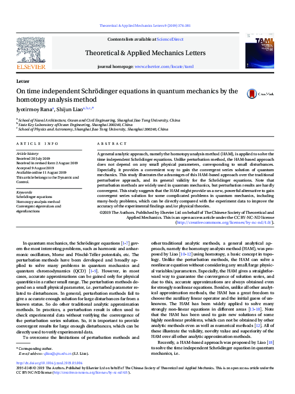 (PDF) On time independent Schrödinger equations in quantum mechanics by ...