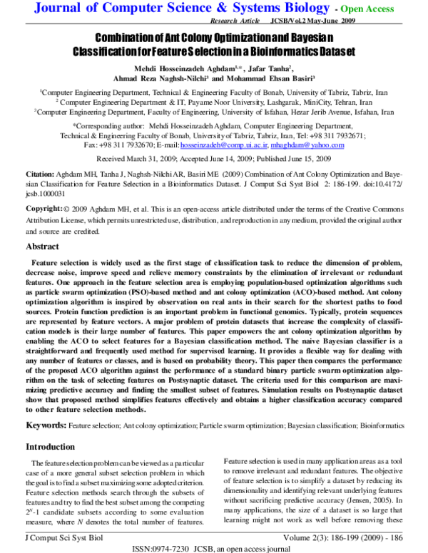 Pdf Combination Of Ant Colony Optimization And Bayesian