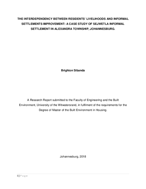 (PDF) The interdependency between residents' liveihoods and informal ...