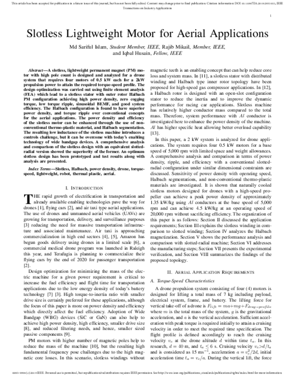 (PDF) Slotless Lightweight Motor for Aerial Applications