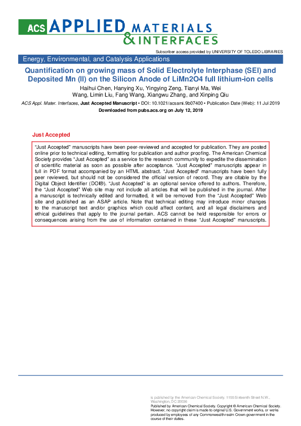 (PDF) Quantification on growing mass of Solid Electrolyte Interphase (SEI) and Deposited Mn (II ...