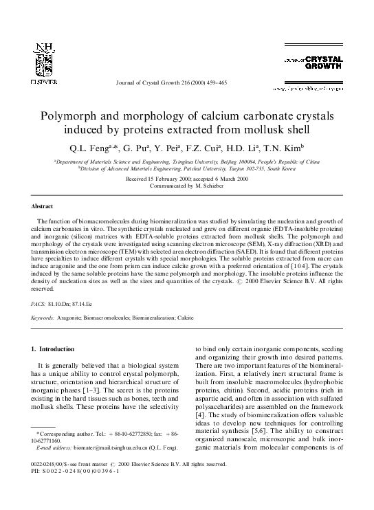 (PDF) Polymorph and morphology of calcium carbonate crystals induced by ...