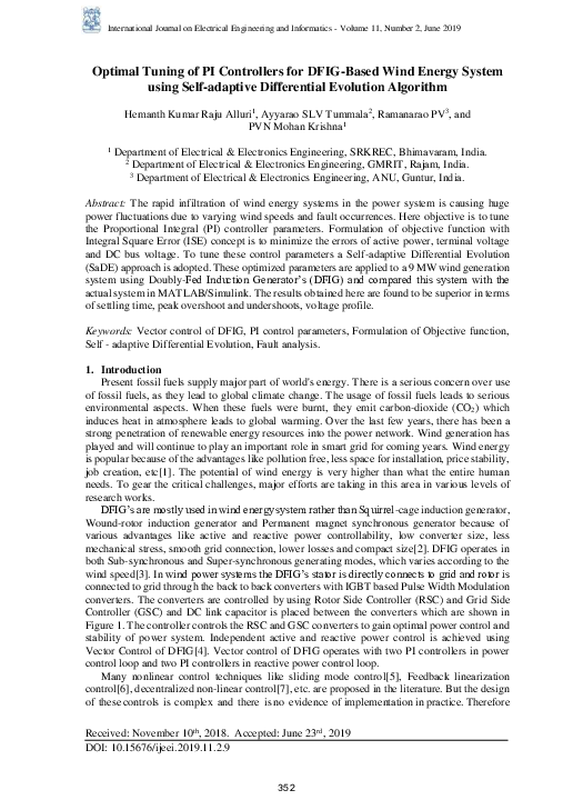 (PDF) Optimal Tuning of PI Controllers for DFIG-Based Wind Energy System using Self-adaptive ...