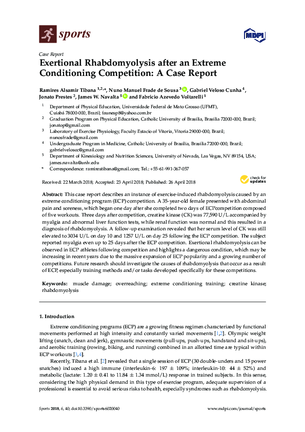 (PDF) Exertional Rhabdomyolysis after an Extreme Conditioning ...