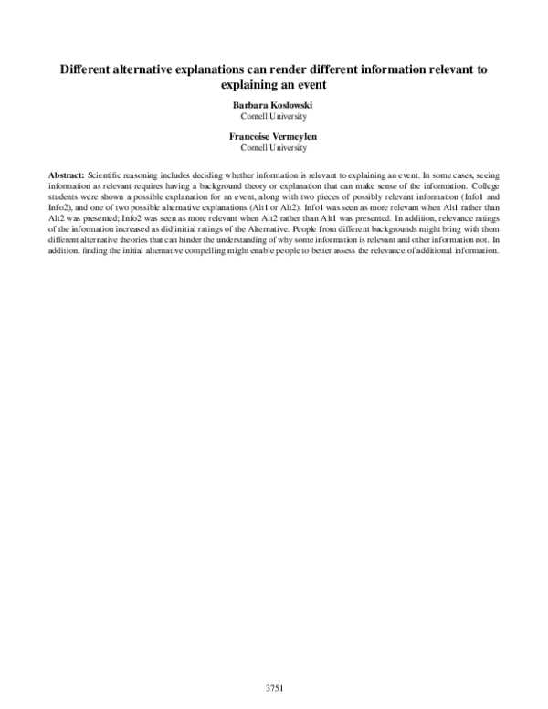 (PDF) Different alternative explanations can render different ...