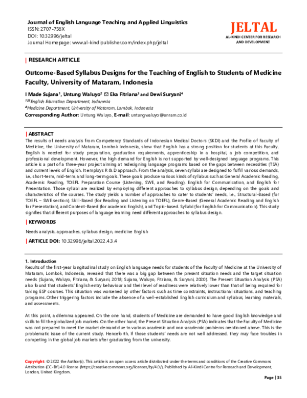 (PDF) Outcome-Based Syllabus Designs for the Teaching of English to ...