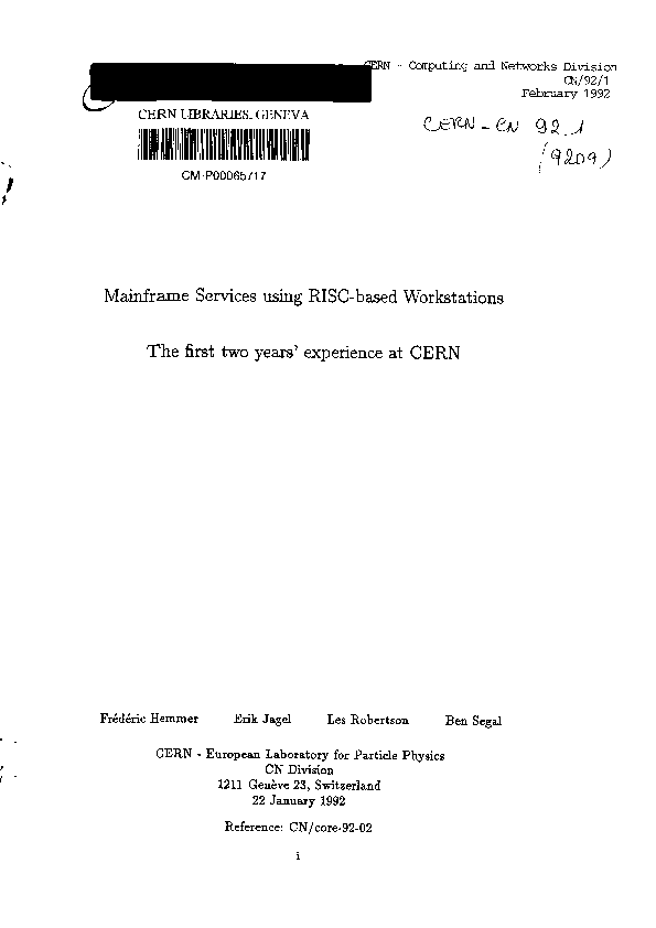 (PDF) Mainframe services using RISC-based workstations: the first two ...