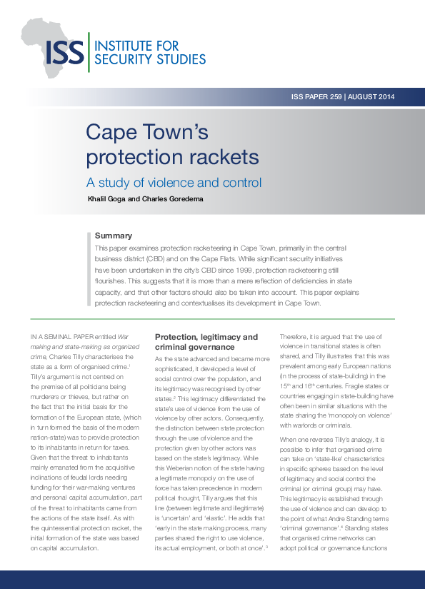 (PDF) Cape Town's protection rackets - a study of violence and control