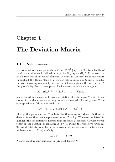 (PDF) The Deviation Matrix of Continuous-Time Markov Processes: Theory and Applications