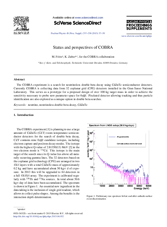 (PDF) Status and perspectives of COBRA