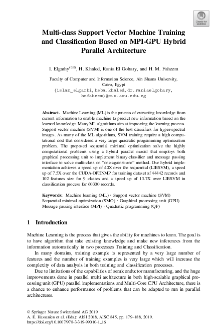Pdf Multi Class Support Vector Machine Training And Classification Based On Mpi Gpu Hybrid 0149