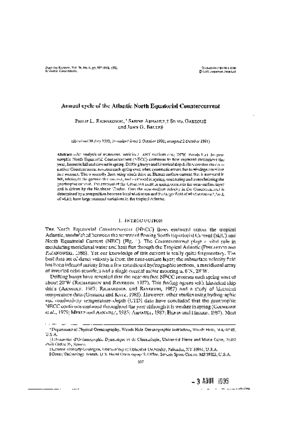 (PDF) Annual Cycle of the Atlantic North Equatorial Countercurrent