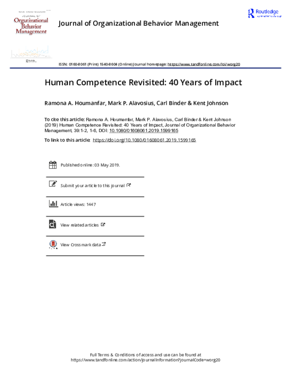 (PDF) Human Competence Revisited: 40 Years of Impact