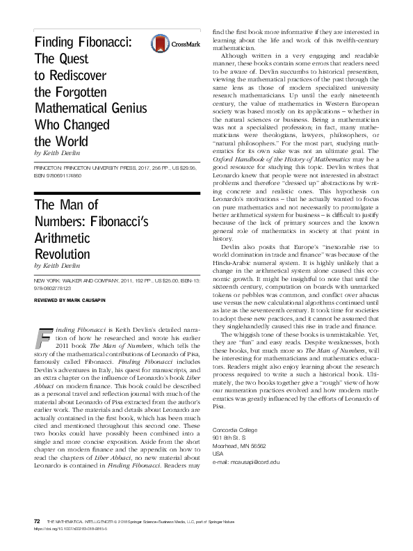 (PDF) Finding Fibonacci: The Quest to Rediscover the Forgotten ...