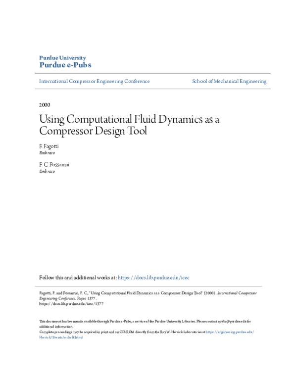 Pdf Using Computational Fluid Dynamics As A Compressor Design Tool