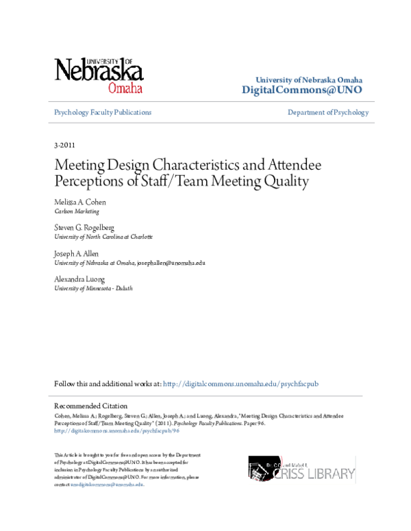 (PDF) Meeting design characteristics and attendee perceptions of staff ...
