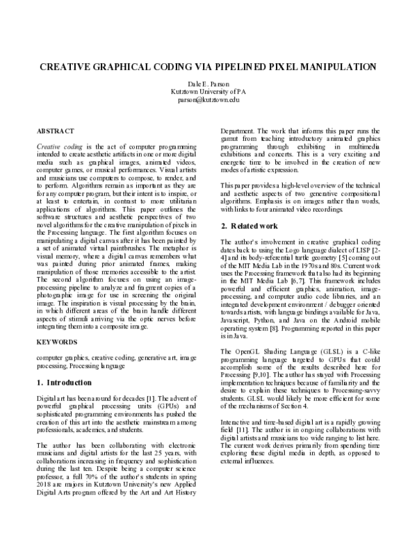 Pdf Creative Graphical Coding Via Pipelined Pixel Manipulation