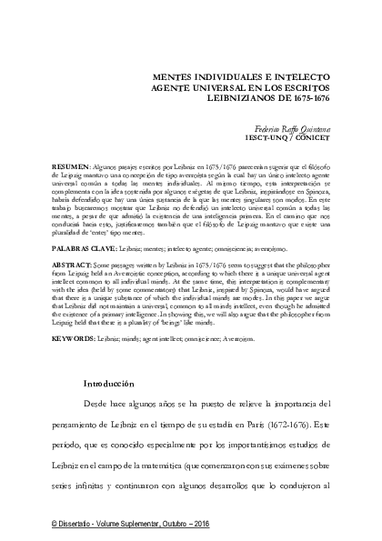 (PDF) Mentes Individuales e Intelecto Agente Universal en Los Escritos ...