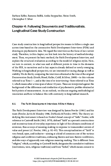 (PDF) Chapter 4: Following Deconverts and Traditionalists. Longitudinal Case Study Construction