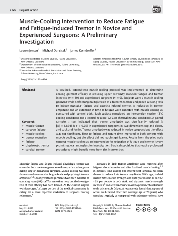 (PDF) Muscle-Cooling Intervention to Reduce Fatigue and Fatigue-Induced ...