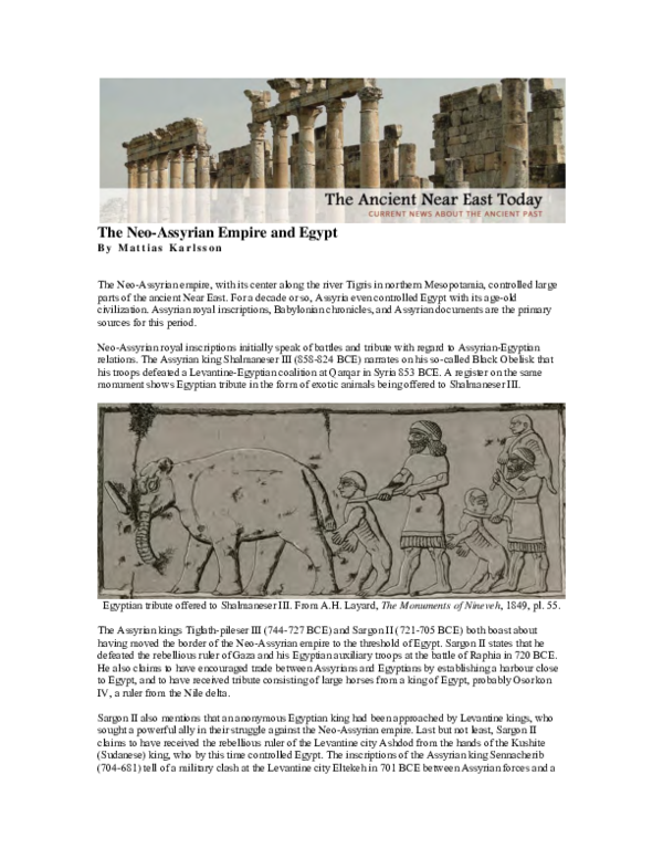 (PDF) The Neo-Assyrian Empire and Egypt