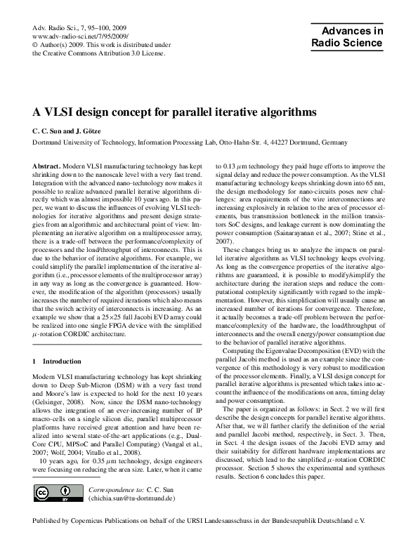 (PDF) A VLSI design concept for parallel iterative algorithms