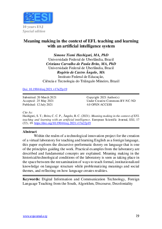(PDF) Meaning making in the context of EFL teaching and learning with ...