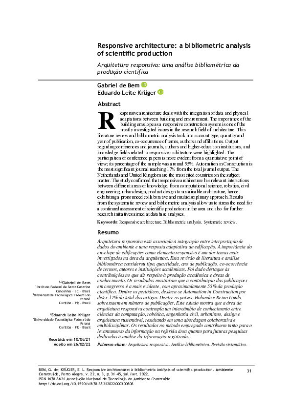 (PDF) Responsive architecture: a bibliometric analysis of scientific production
