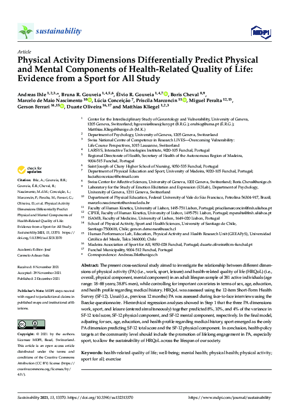 (PDF) Activity Dimensions Impact on Health Quality