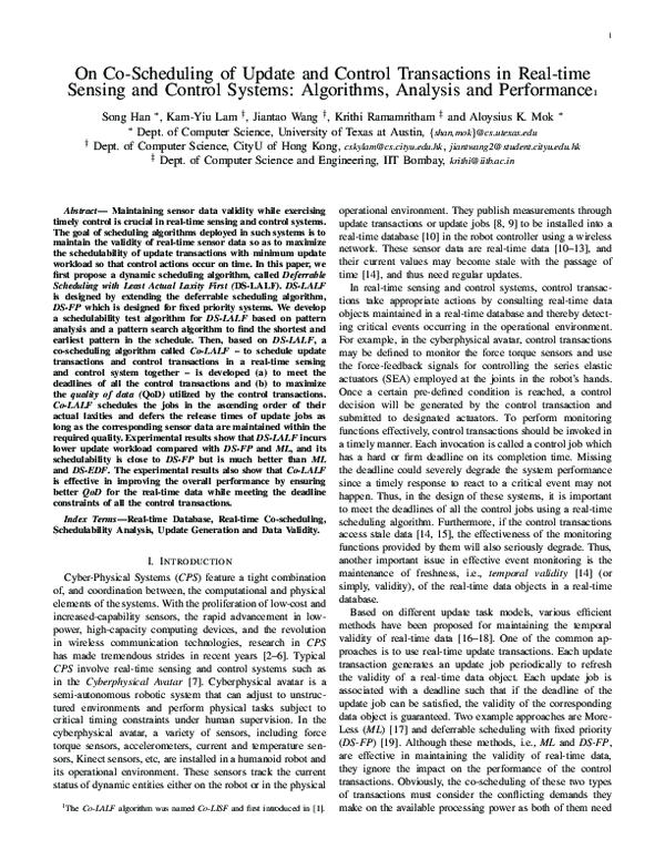 Pdf On Co Scheduling Of Update And Control Transactions In Real Time