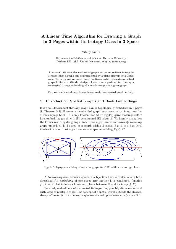 (PDF) A Linear Time Algorithm for Drawing a Graph in 3 Pages within its ...