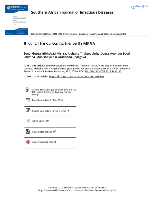 (PDF) Risk factors associated with MRSA