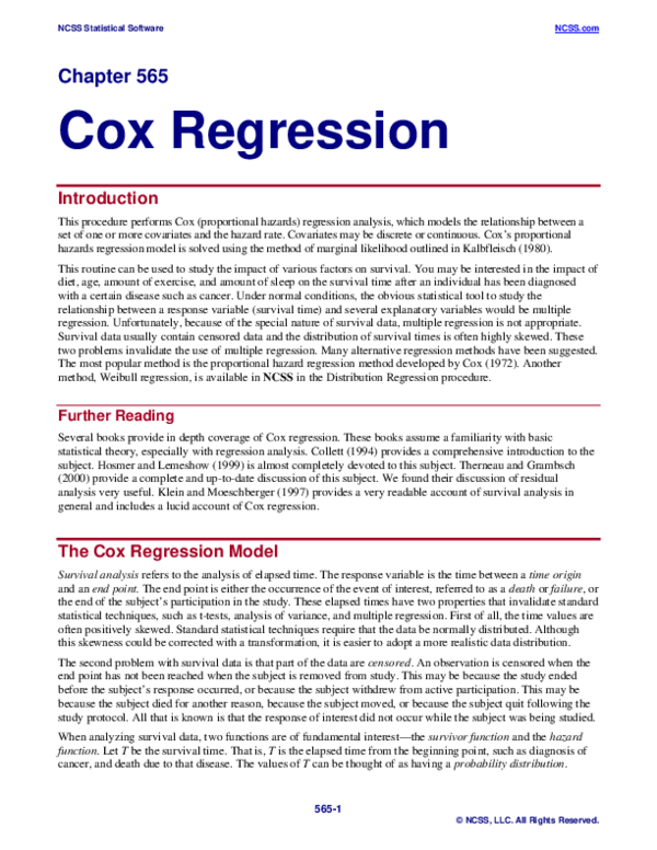 Pdf On The Cox Regression
