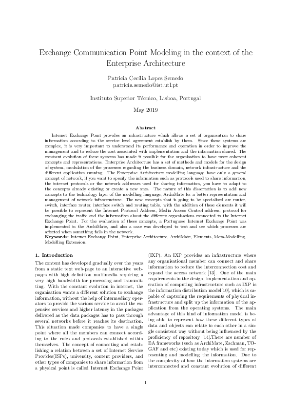 (PDF) Exchange Communication Point Modeling in the context of the Enterprise Architecture ...