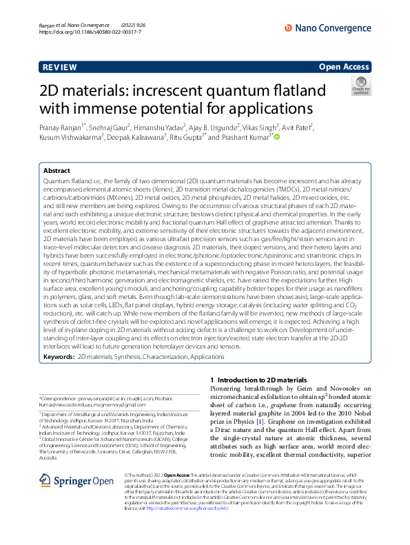 (PDF) 2D materials: increscent quantum flatland with immense potential ...