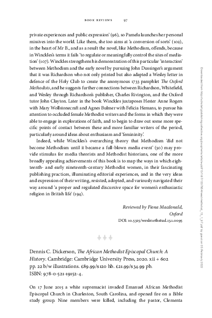 (PDF) The African Methodist Episcopal Church: A History