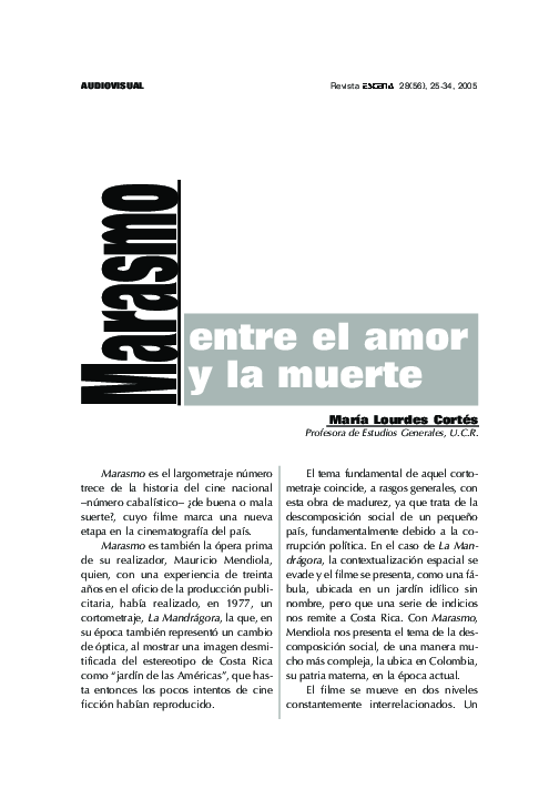 (PDF) Marasmo entre el amor y la muerte