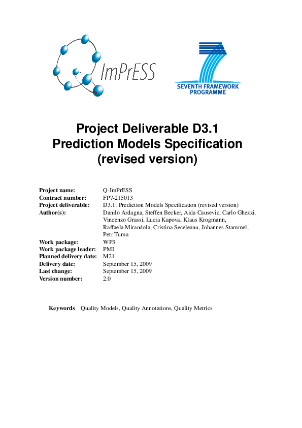 (PDF) Project Deliverable D3. 1 Prediction Models Specification ...