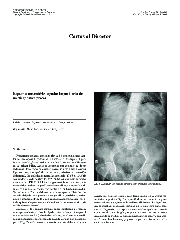 (PDF) Isquemia mesentérica aguda: importancia de un diagnóstico precoz