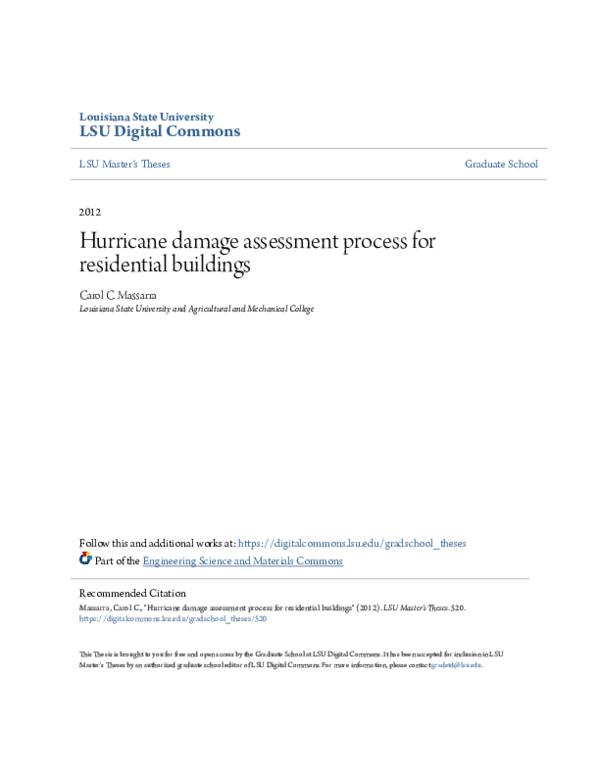 (PDF) Hurricane damage assessment process for residential buildings
