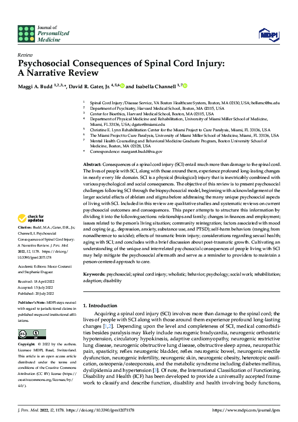 (PDF) Psychosocial Consequences of Spinal Cord Injury: A Narrative Review