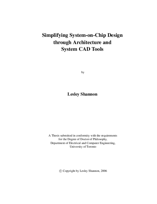 (PDF) Simplifying system-on-chip design through architecture and system ...
