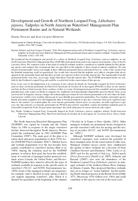 (PDF) Development and Growth of Northern Leopard Frog, Lithobates ...