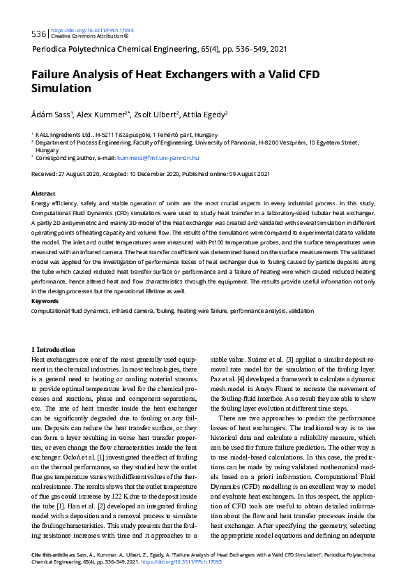 (PDF) Failure Analysis of Heat Exchangers with a Valid CFD Simulation