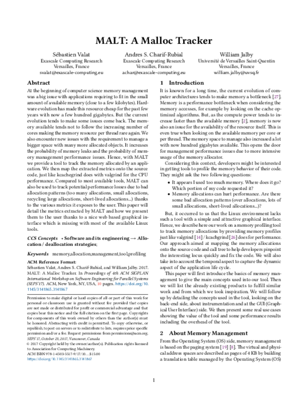 (PDF) MALT: a Malloc tracker