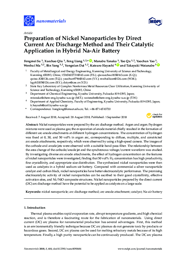 (PDF) Preparation of Nickel Nanoparticles by Direct Current Arc ...