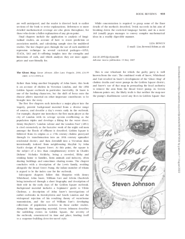 (PDF) The Ghost Map. Steven Johnson