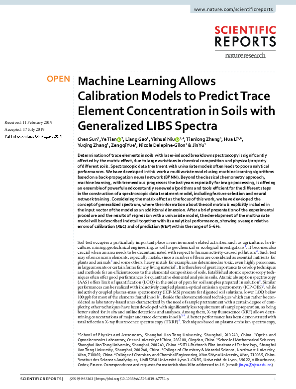 (PDF) Machine Learning Allows Calibration Models to Predict Trace Element Concentration in Soils ...